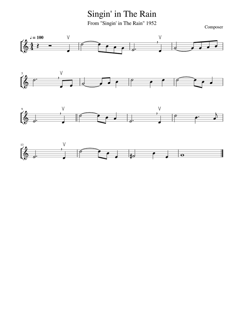 Singin' in The Rain Sheet music for Violin (Solo) | Musescore.com