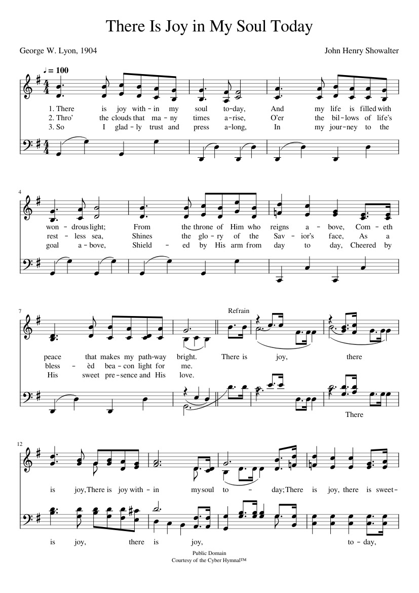 There is joy in my soul today - J. Henry Showalter Sheet music for ...