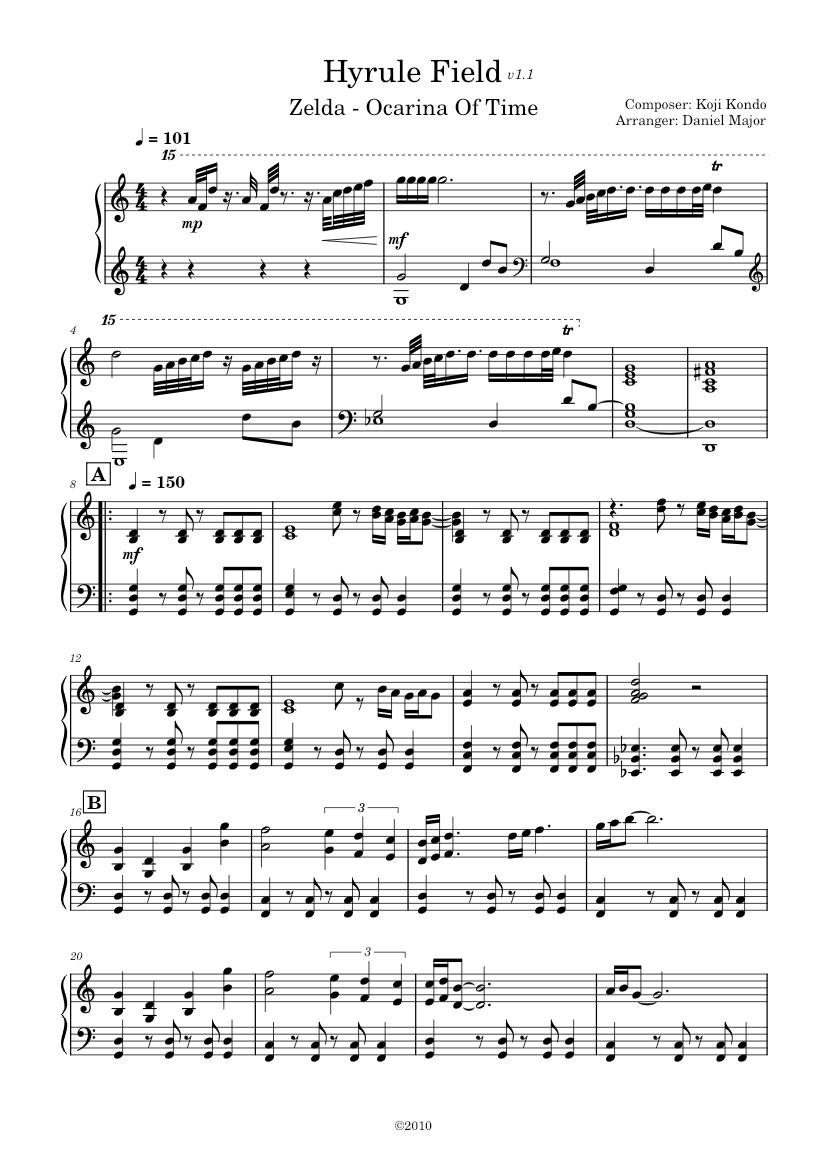 Hyrule Field – Legend of Zelda - Ocarina of Time Sheet music for Piano (Solo) | Musescore.com