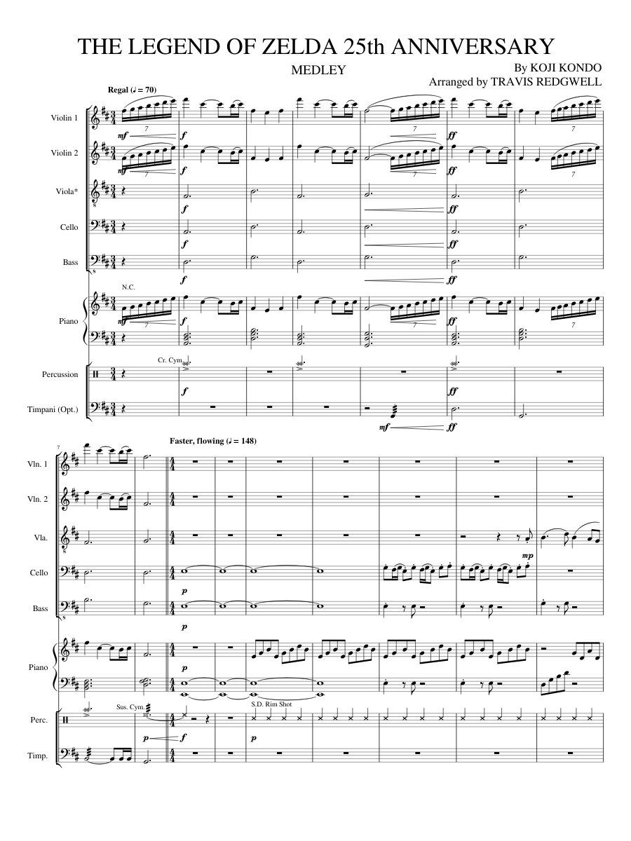 The Legend of Zelda 25th Anniversary Medley - Strings (WIP) Sheet music for Piano, Contrabass ...