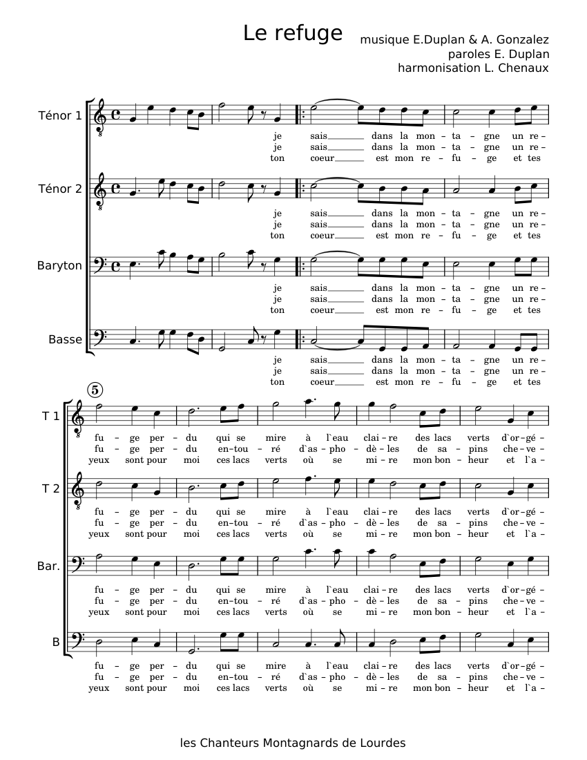 Le refuge - Edmond Duplan Sheet Music for Vocals (Choral) | MuseScore.com