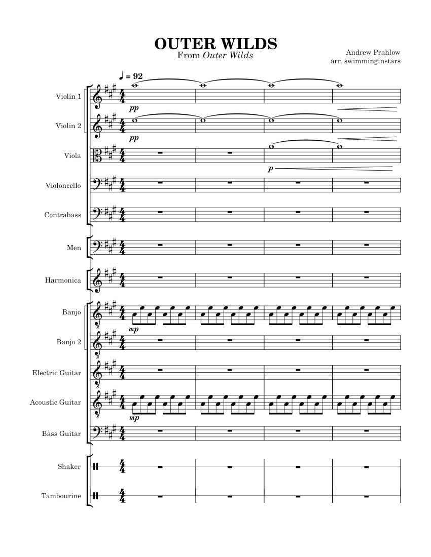 Outer Wilds - Andrew Prahlow Sheet Music for Violin, Viola, Cello, Guitar & more instruments ...