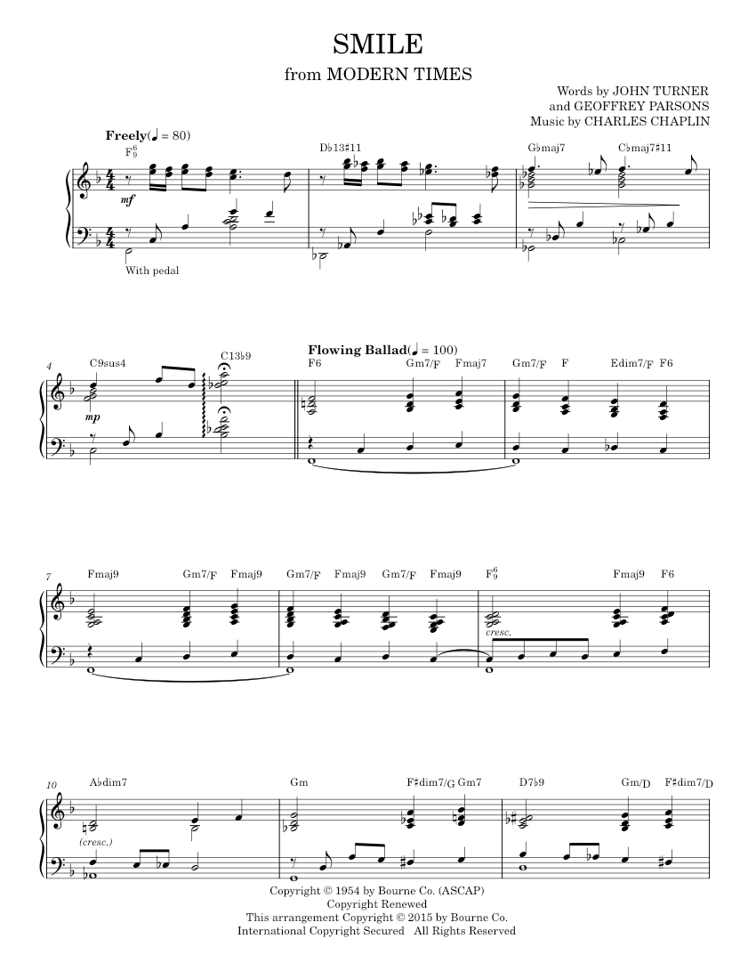 Smile [Jazz version] (arr. Brent Edstrom) Sheet music for Piano by ...