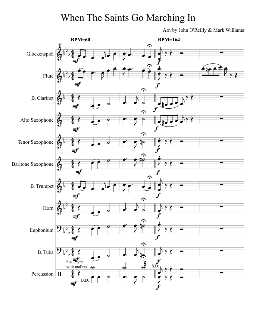 When The Saints Go Marching In Sheet Music for Flute, Drum (other ...