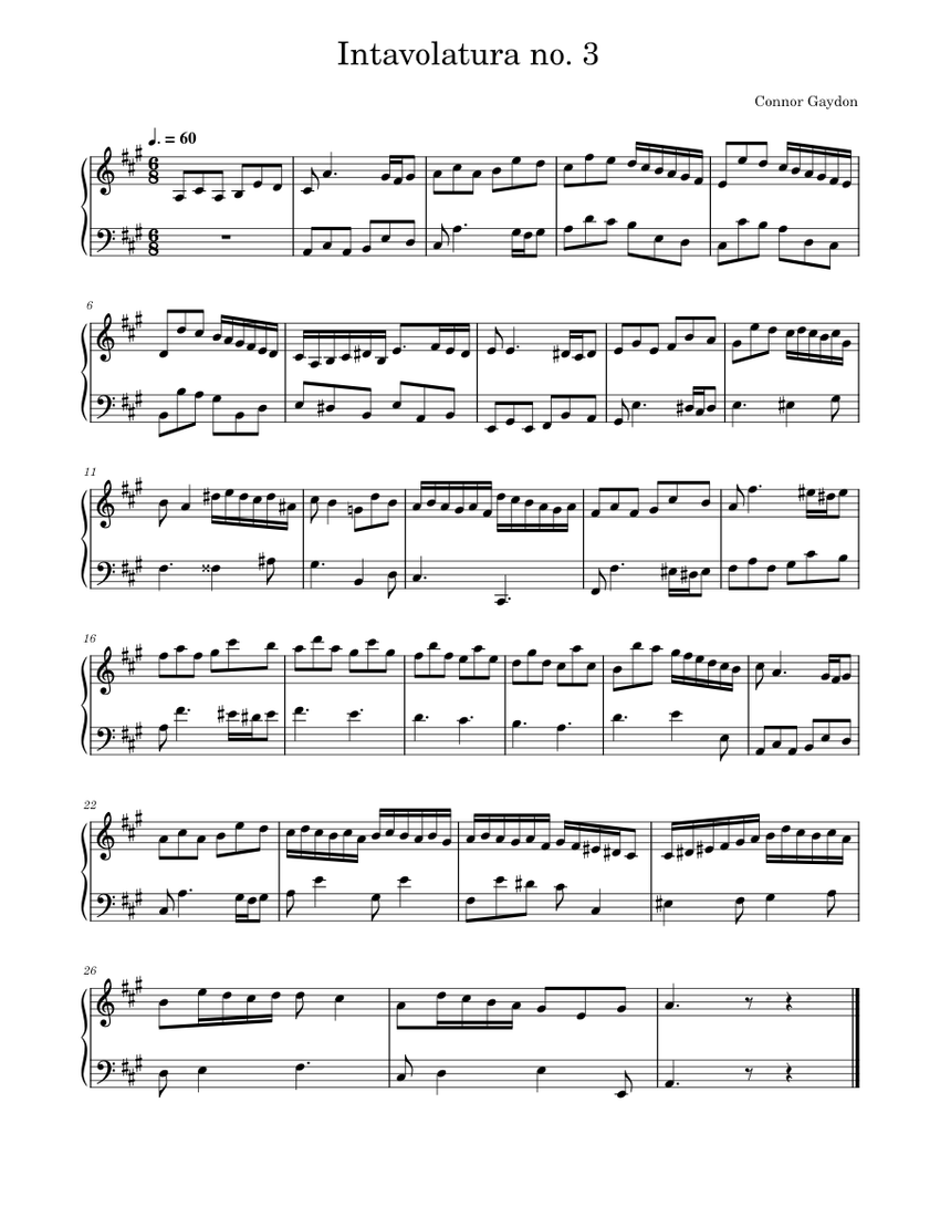 Imitative Counterpoint - Intavolatura No. 3 Sheet music for Piano (Solo ...