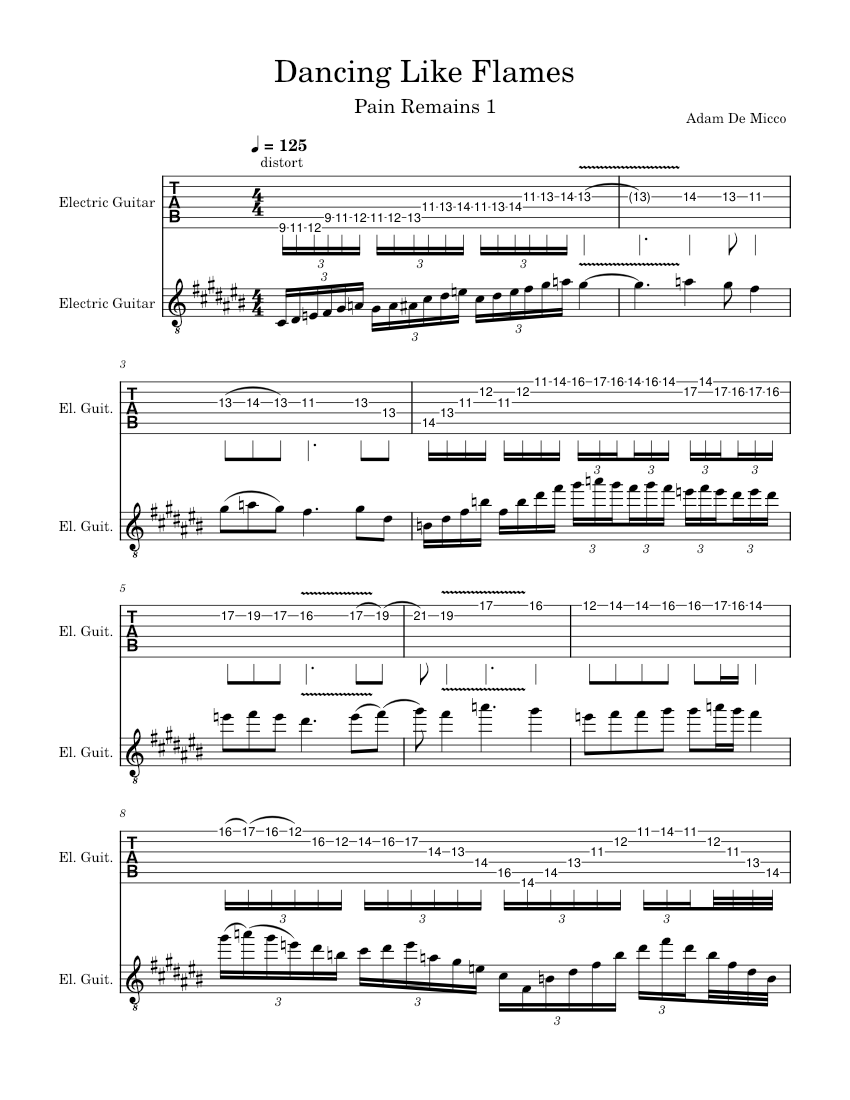 Pain Remains I: Dancing Like Flames - Lorna Shore (Solo) Sheet music ...