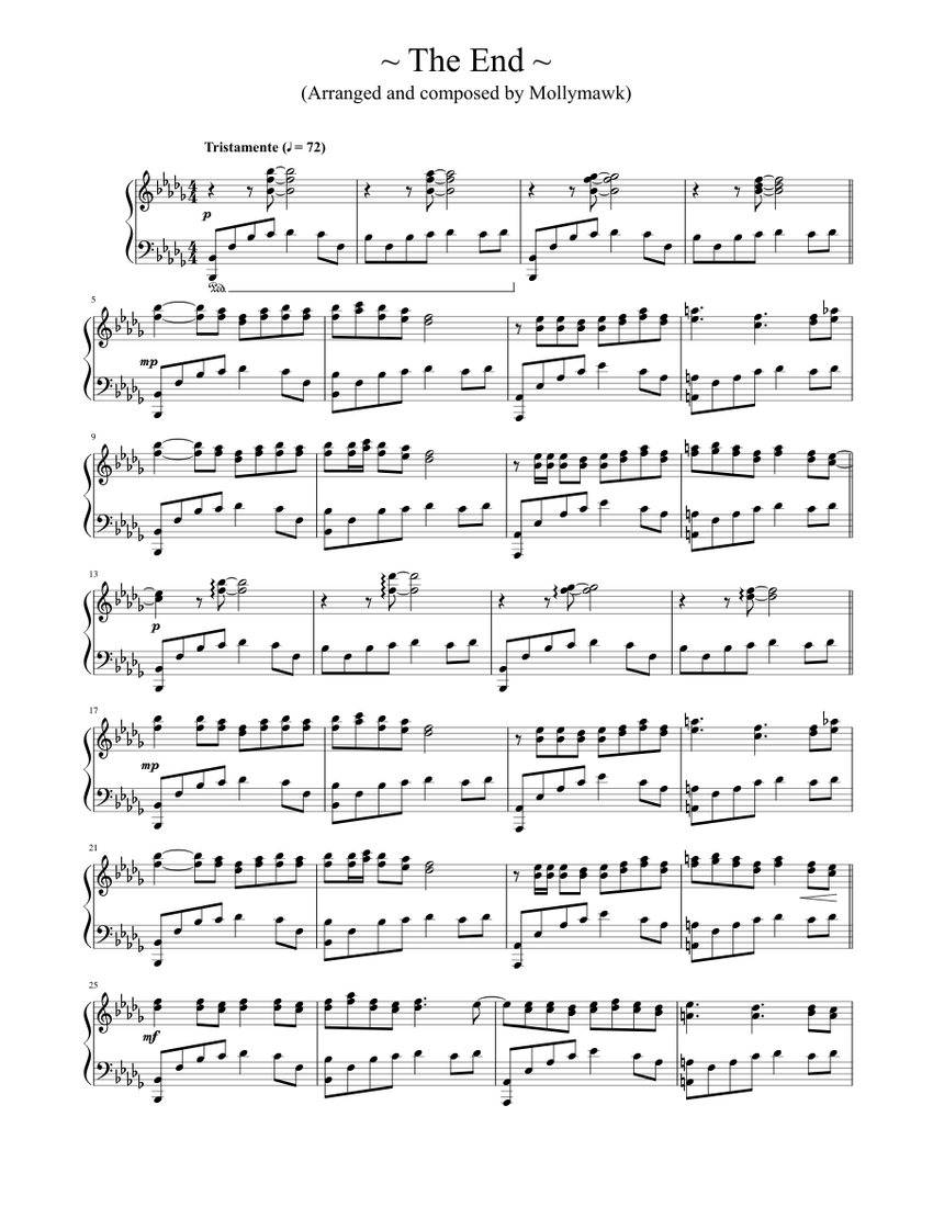 The End - Piano Solo Sheet music for Piano (Solo) | Musescore.com