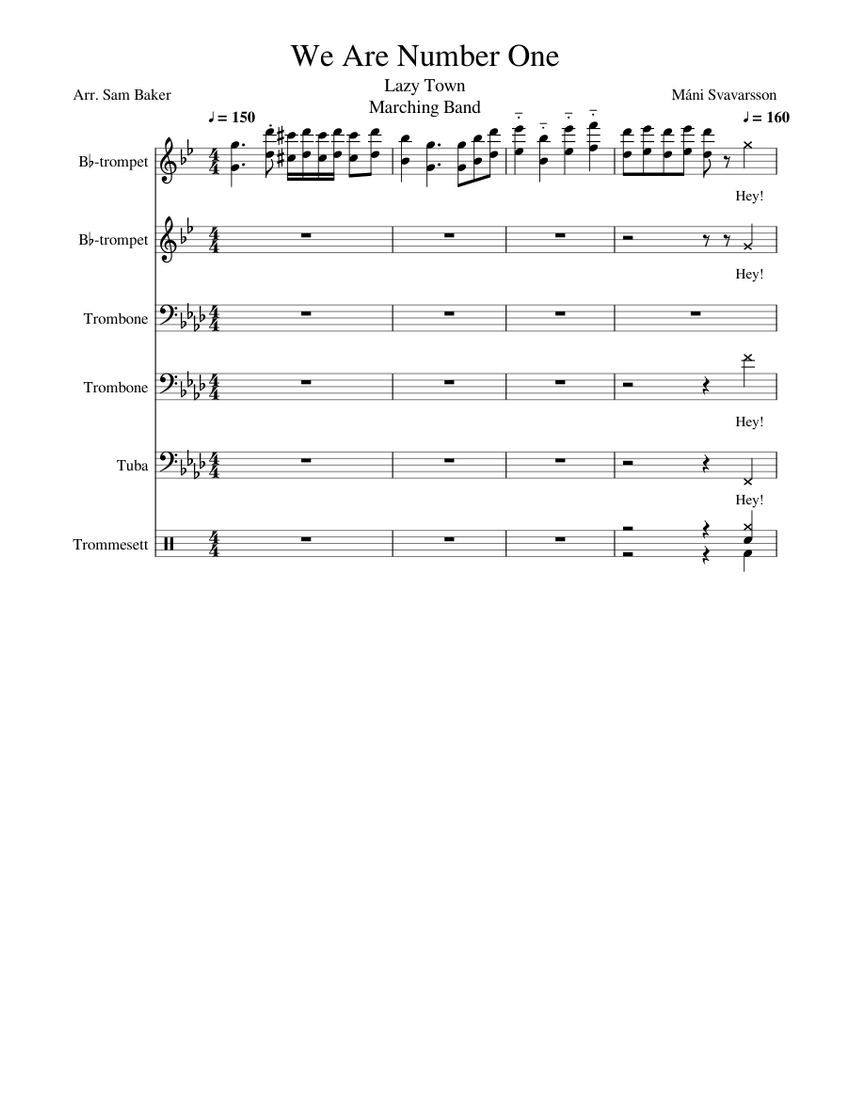 We Are Number One Sheet music for Trombone, Tuba, Trumpet in b-flat ...