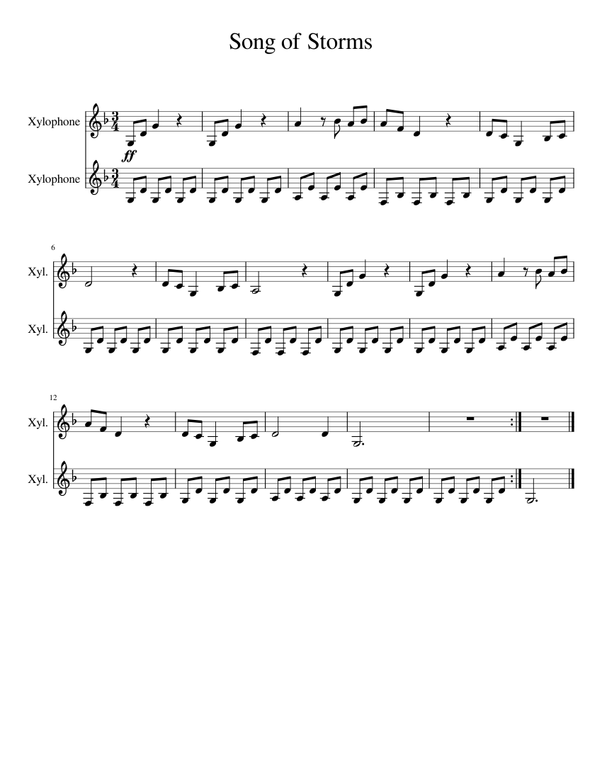 Easy Xylophone Sheet Music