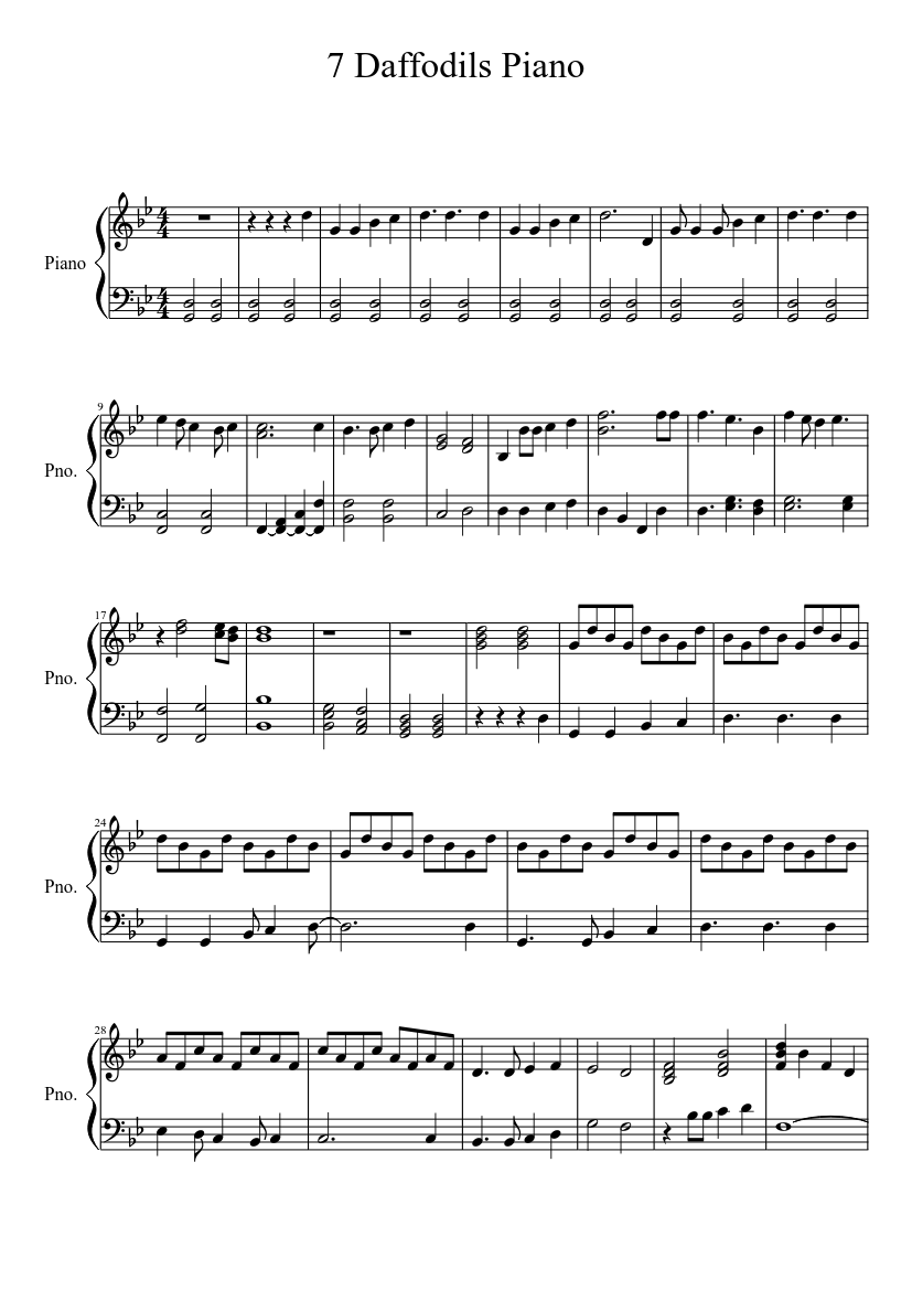7 Daffodils for Piano Sheet Music for Piano (Solo) | MuseScore.com