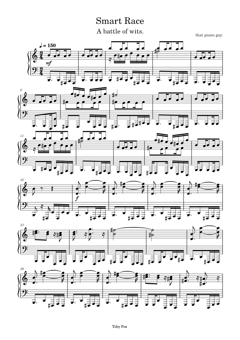 Smart Race Sheet Music for Piano (Solo) | MuseScore.com