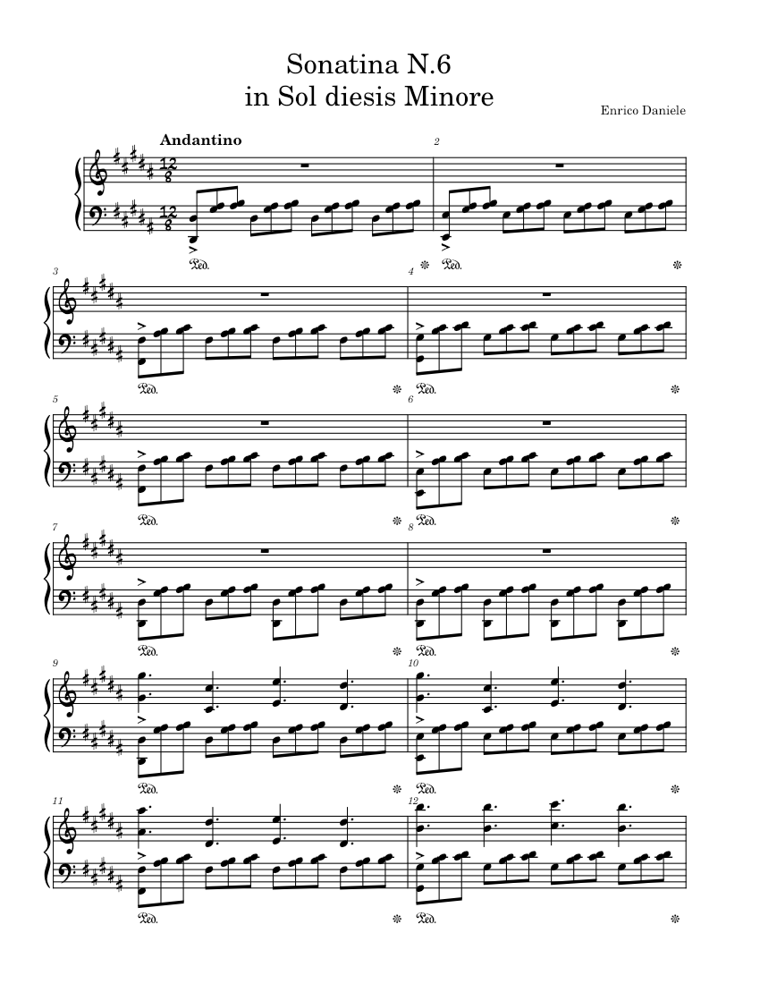 Sonatina N. 6 in Sol Diesis Minore Sheet music for Piano (Solo ...