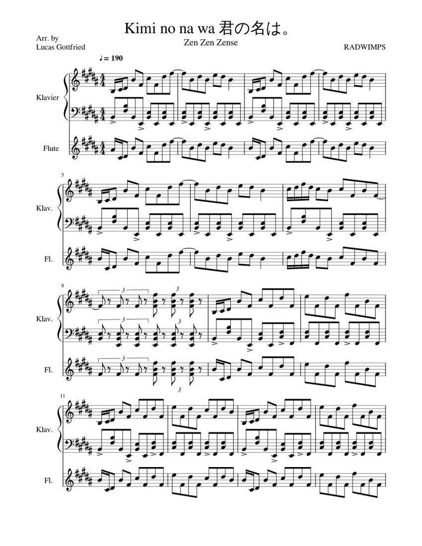 Kim Zen Zen Zense Sheet music for Piano, Flute (Solo) | Musescore.com