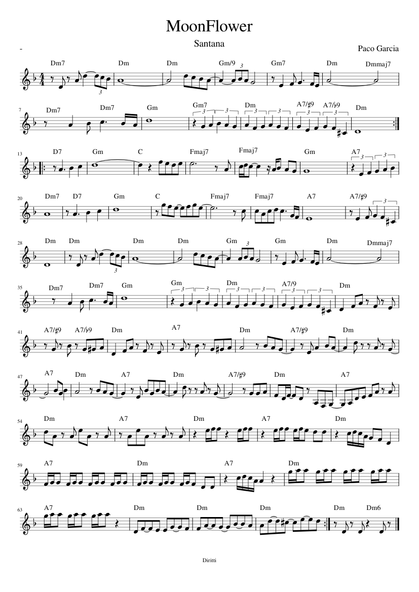 MOONFLOWER – PACO GARCIA SANTANA Sheet Music with Chords for Flute ...