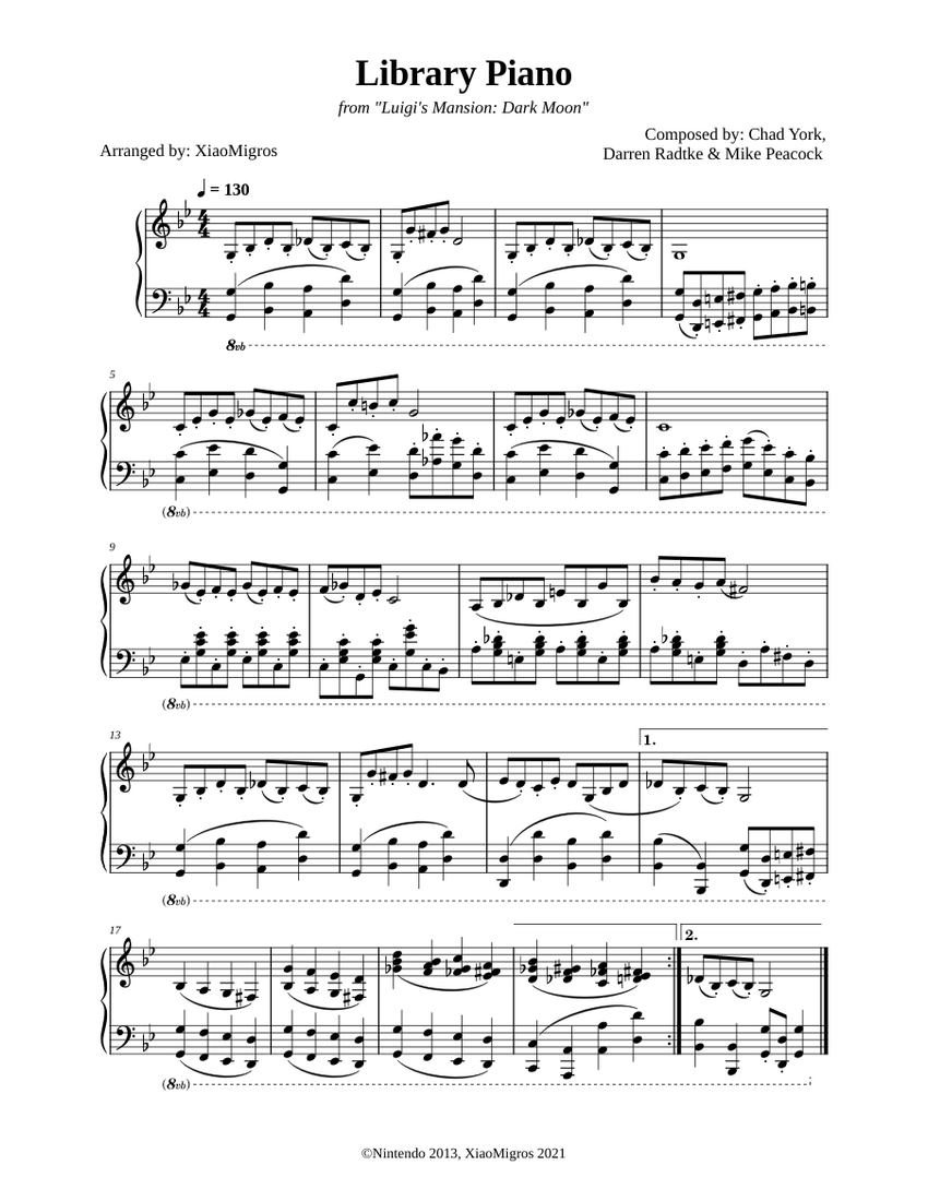 Library Piano - Luigi's Mansion: Dark Moon - piano tutorial