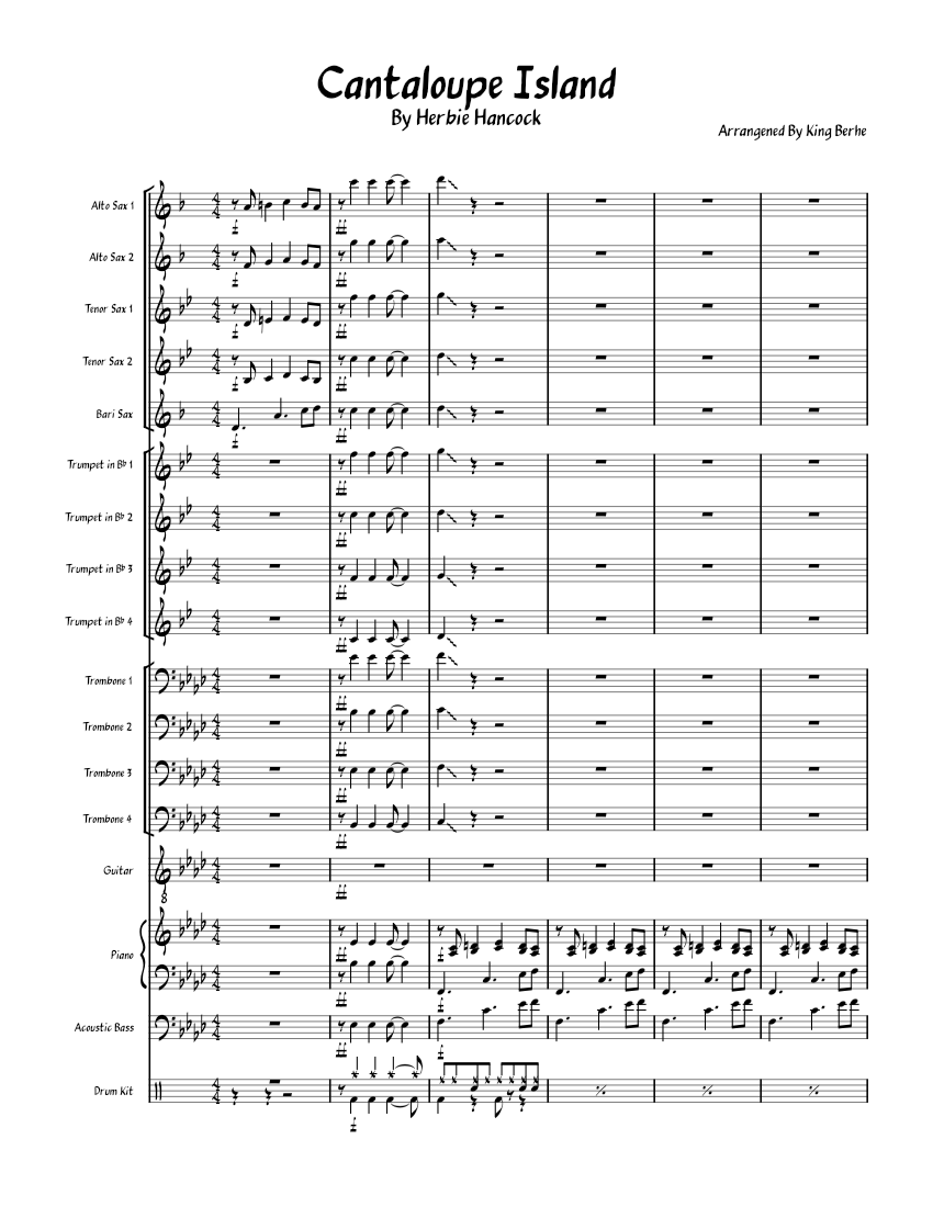 Cantaloupe Island Sheet Music for Piano, Trombone, Saxophone alto, Saxophone tenor & more ...