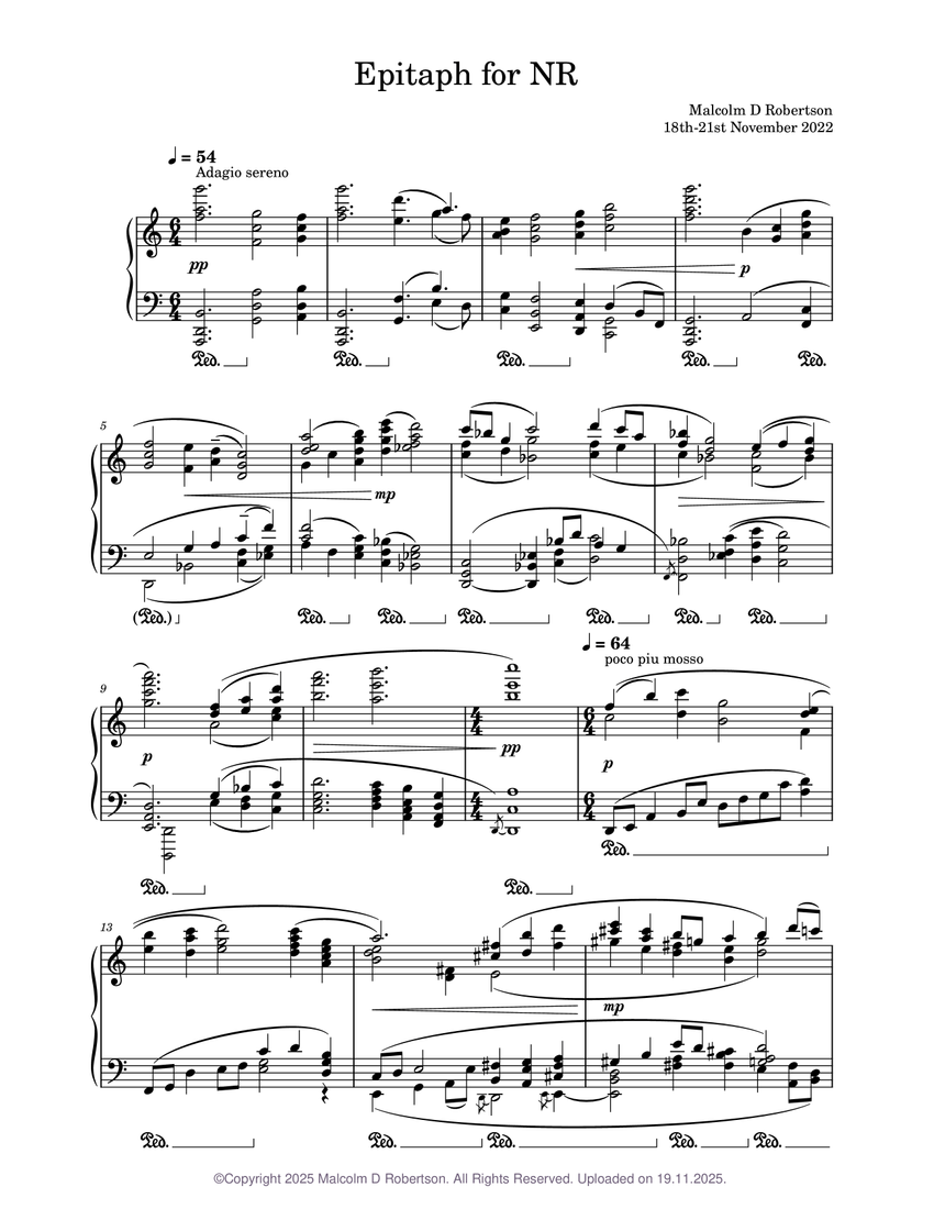 Epitaph_for_NR Sheet music for Piano (Solo) | Musescore.com
