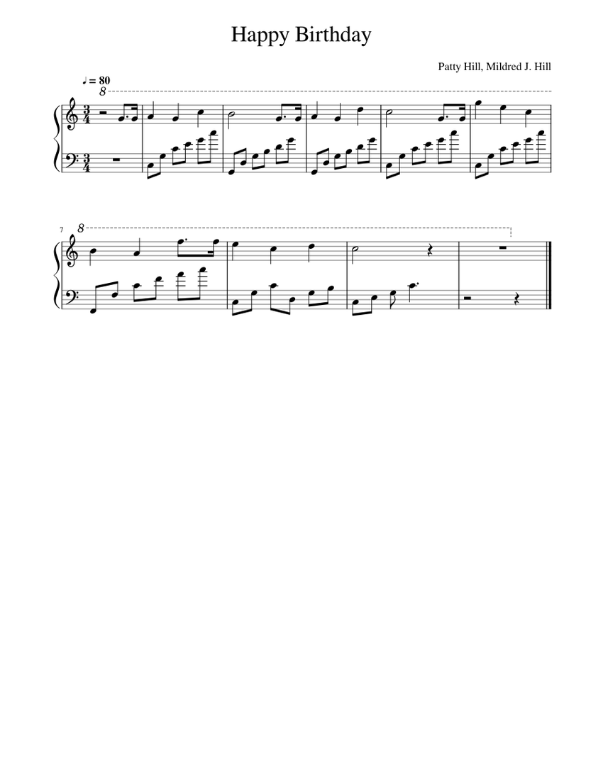 Happy_Birthday Sheet music for Piano (Solo) Easy | Musescore.com