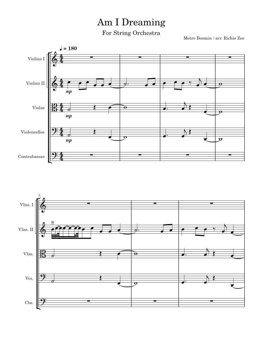Am I Dreaming – Metro Boomin (For String Orchestra) Sheet Music for Strings group (String ...