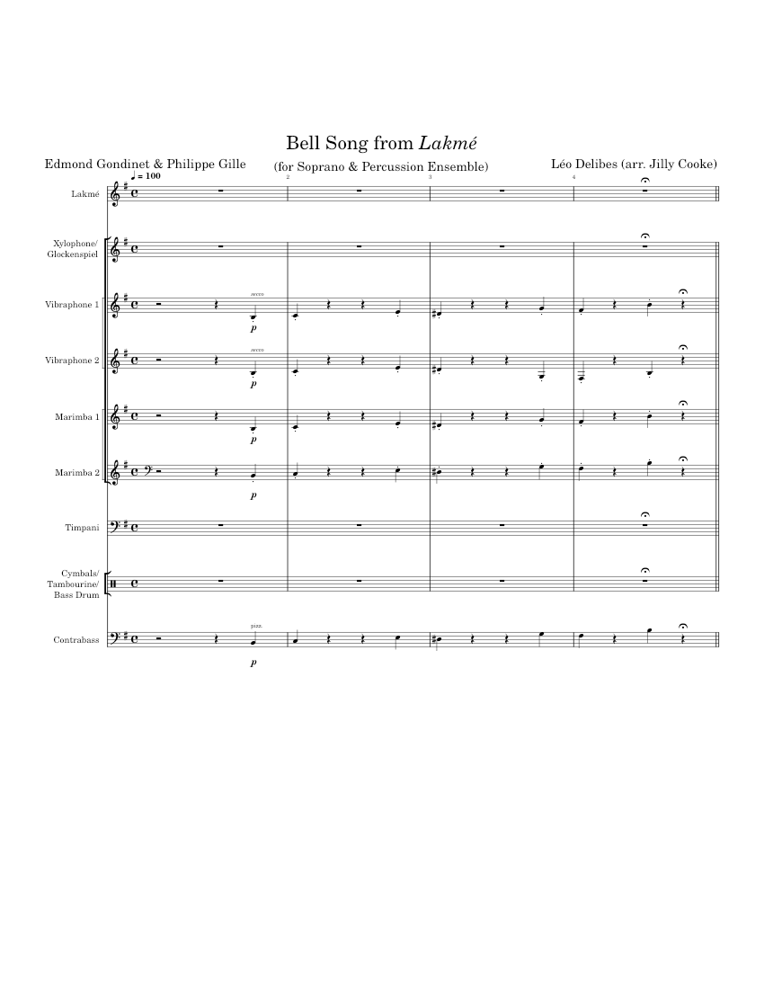 Bell Song from Lakmé (arr. Jilly Cooke) Sheet music for Vocals ...