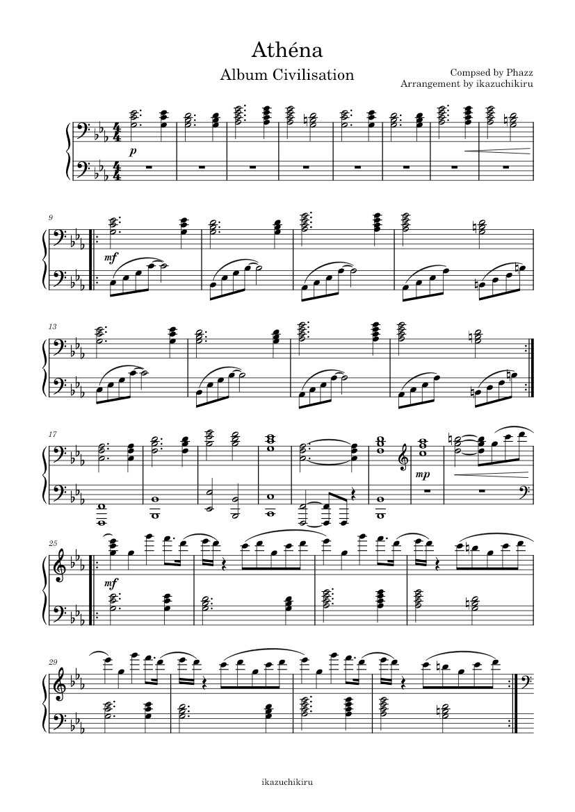 Athéna - Orelsan Sheet Music for Piano (Solo) Easy | MuseScore.com