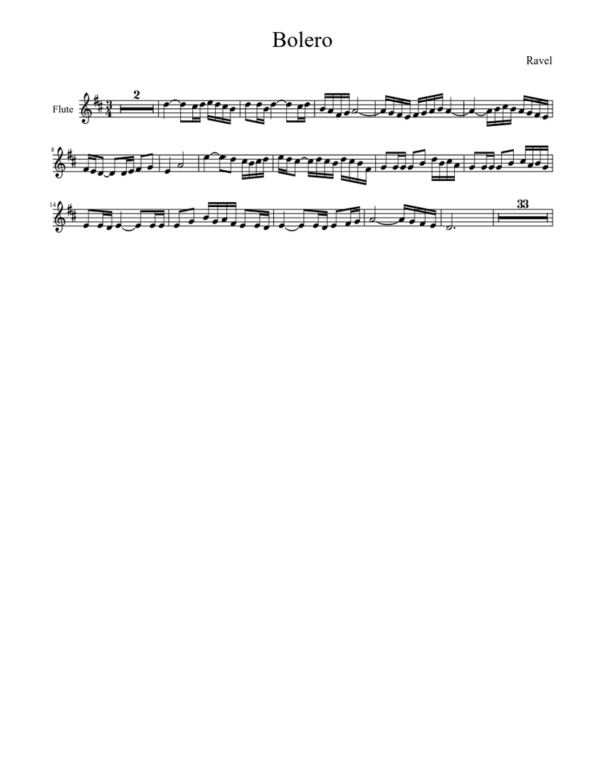 Bolero w d Sheet music for Flute (Solo) | Musescore.com