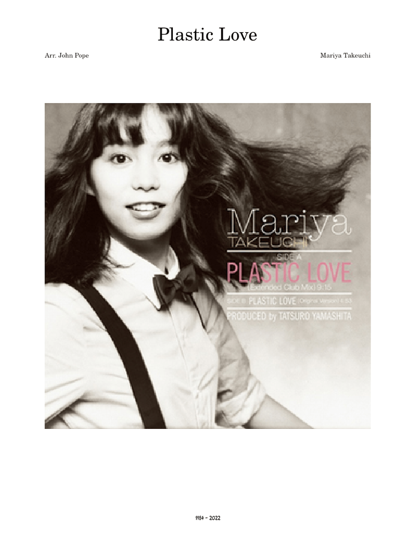 Plastic Love Sheet music for Piano, Trombone, Saxophone alto, Saxophone ...