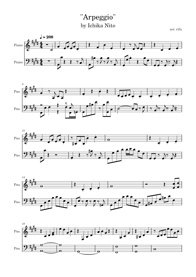 Arpeggio – ichika Nito (arr. rifu) Sheet Music for Piano (Solo) | MuseScore.com