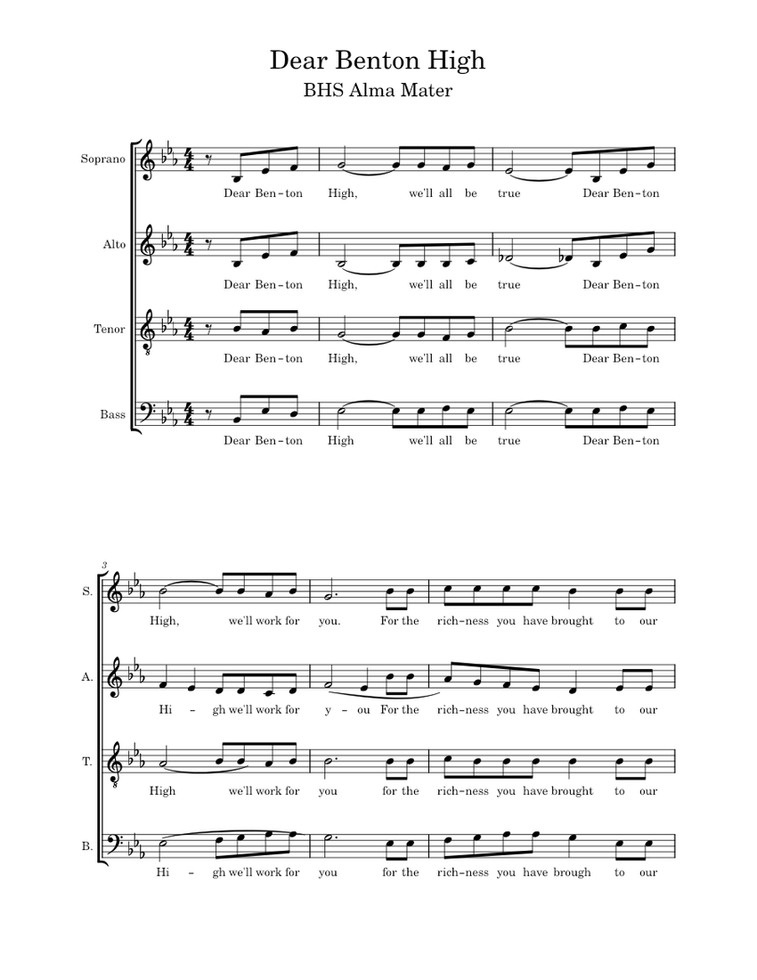 Dear Benton High (BHS Alma Mater) - Lorene Carson Houston Bowers/arr ...