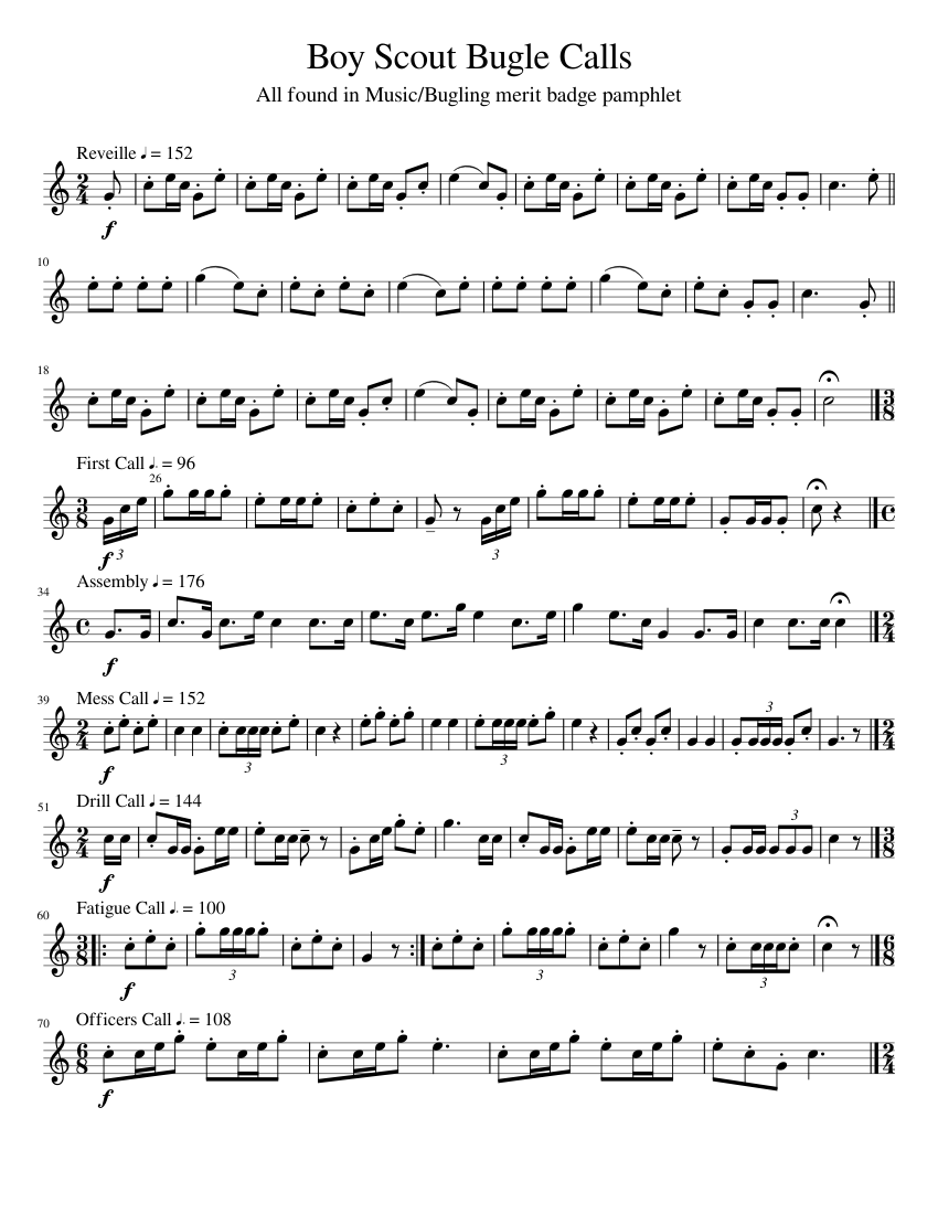 Boy Scout Bugle Calls Sheet music for Brass (other) (Solo) | Musescore.com