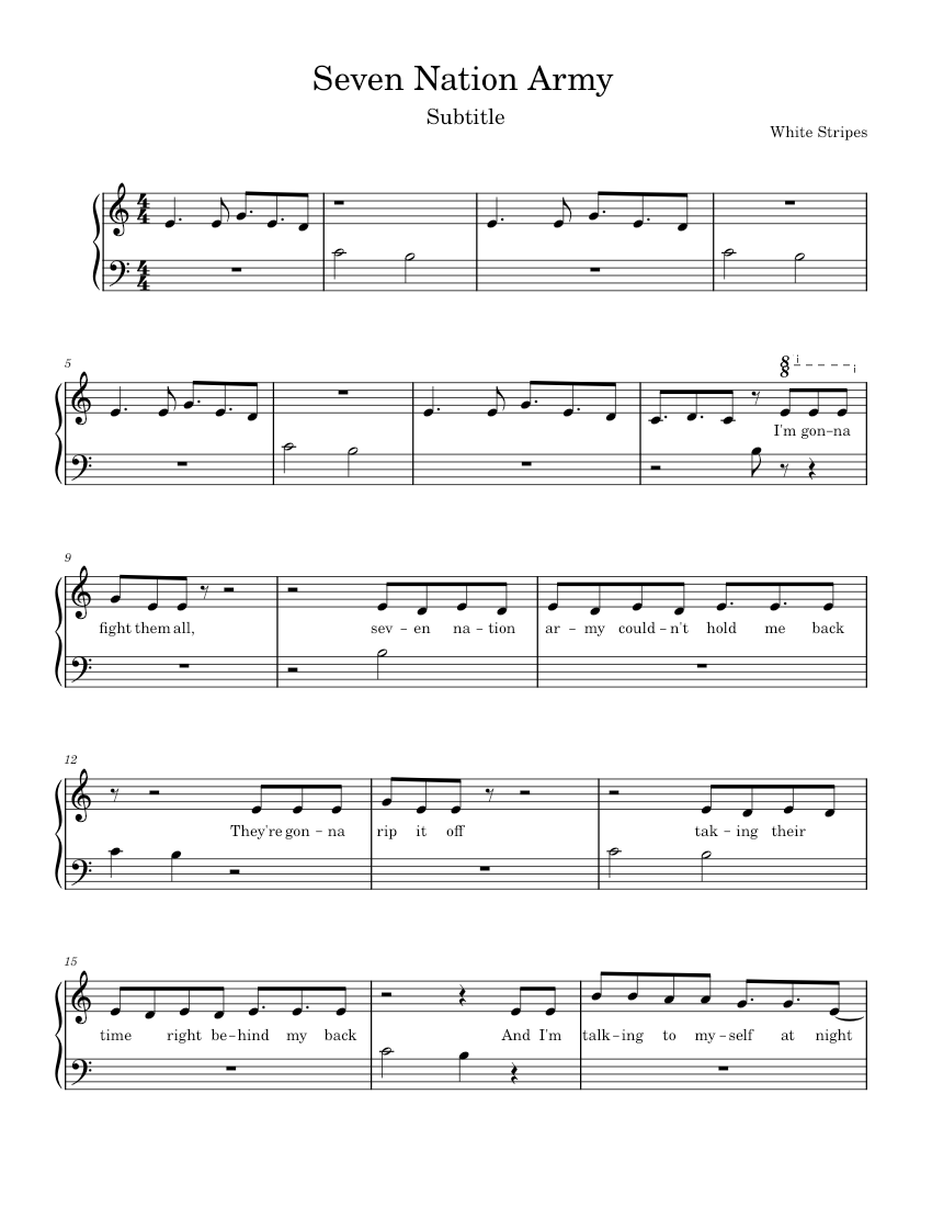 Seven nation army – The White Stripes Seven Nation Army Sheet music for ...