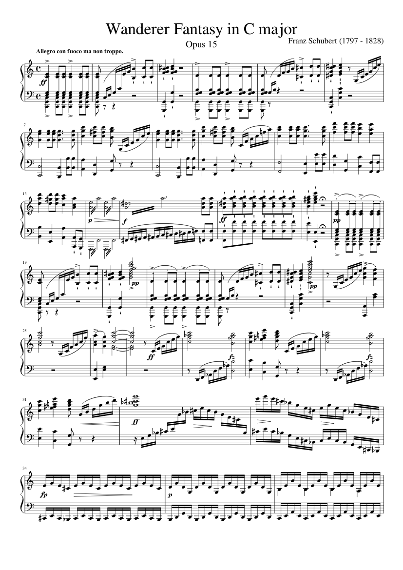 Wanderer Fantasy Sheet Music for Piano (Solo) | MuseScore.com