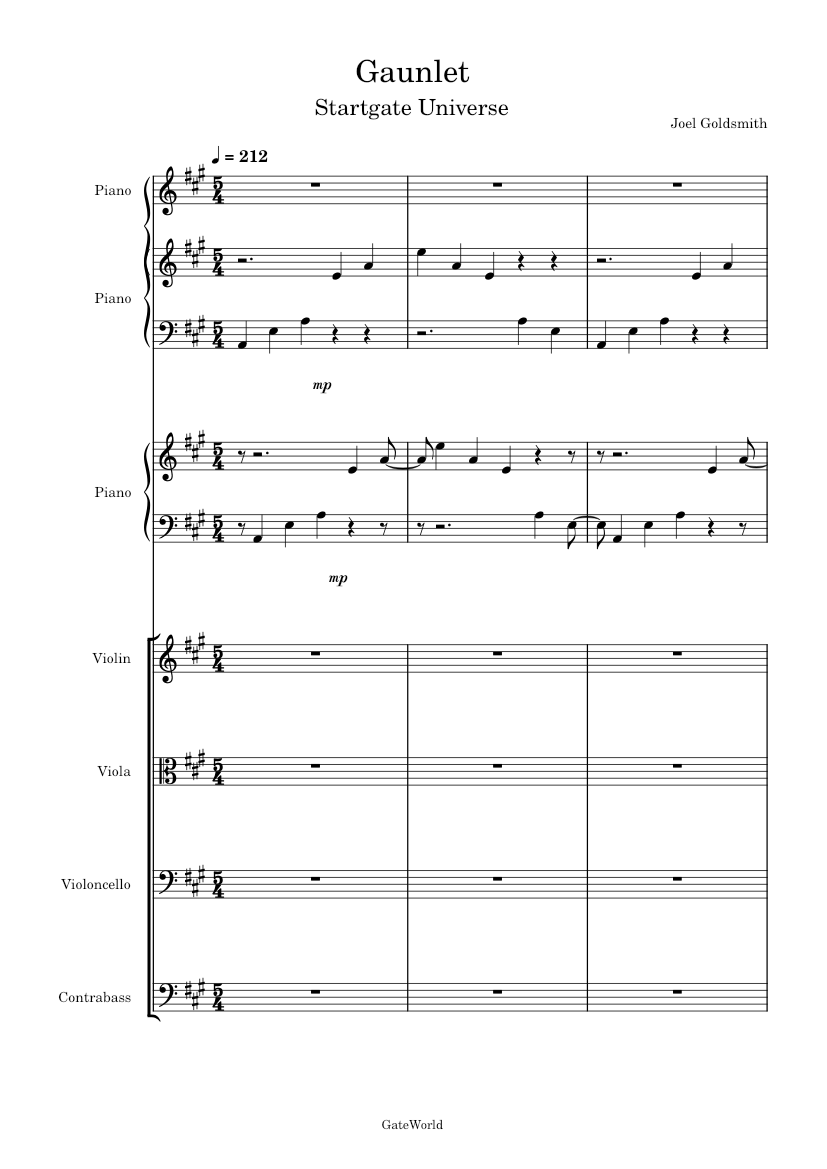 Gaunlet Sheet music for Piano, Contrabass, Violin, Viola & more ...