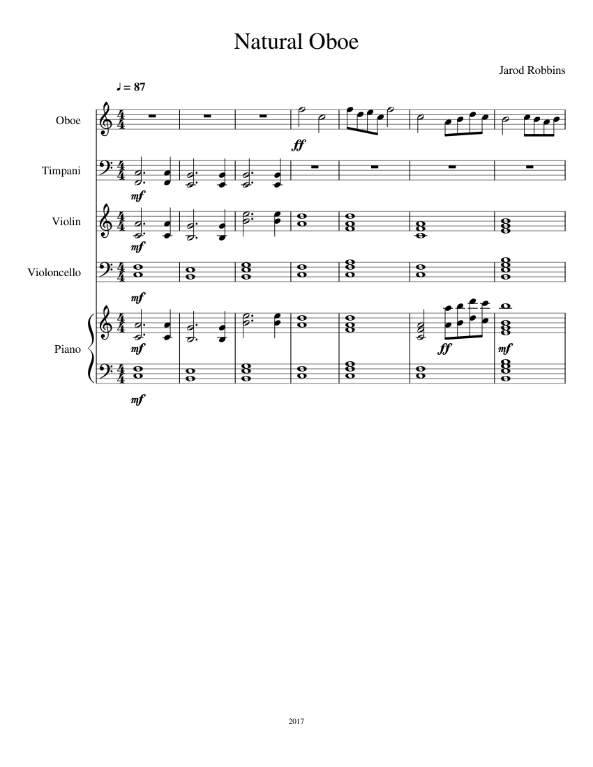 Natural Oboe Sheet music for Piano, Oboe, Timpani, Violin & more ...