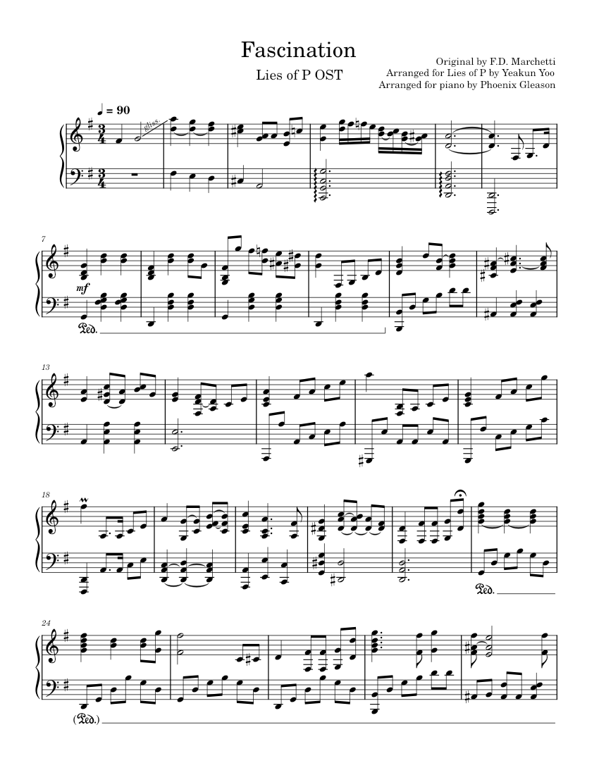 Fascination - Lies of P Sheet music for Piano (Solo) | Musescore.com