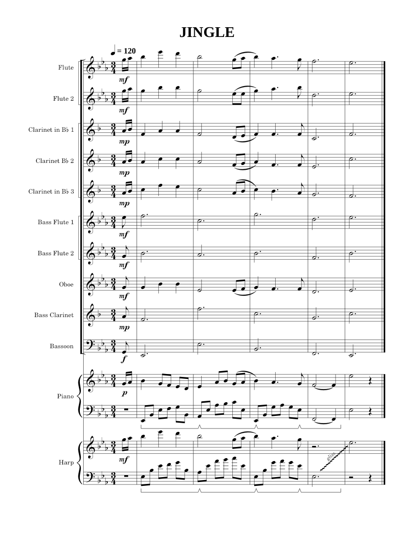 Jingle Sheet music for Piano, Flute, Oboe, Bassoon & more instruments ...