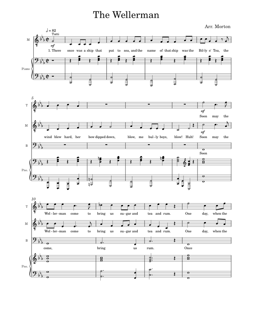 The Wellerman- arr. Morton Sheet music for Piano (Men’s Choir ...