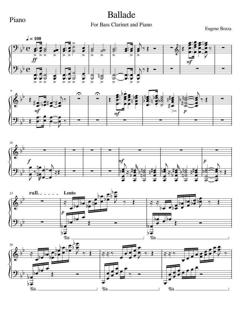 Ballade for Bass Clarinet and Piano – Eugène Bozza - Piano ...