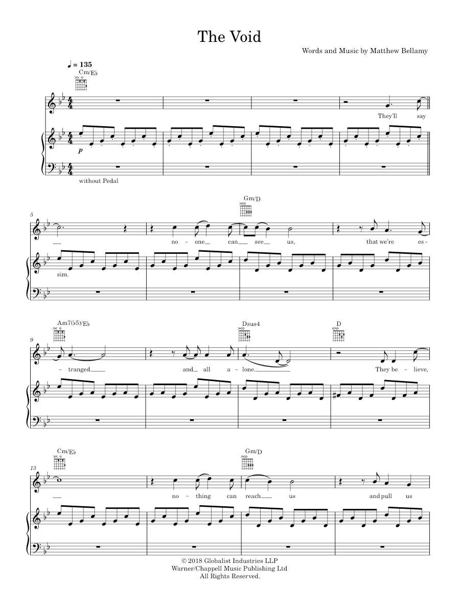 the void Sheet music for Piano, Vocals by Muse Official | MuseScore.com