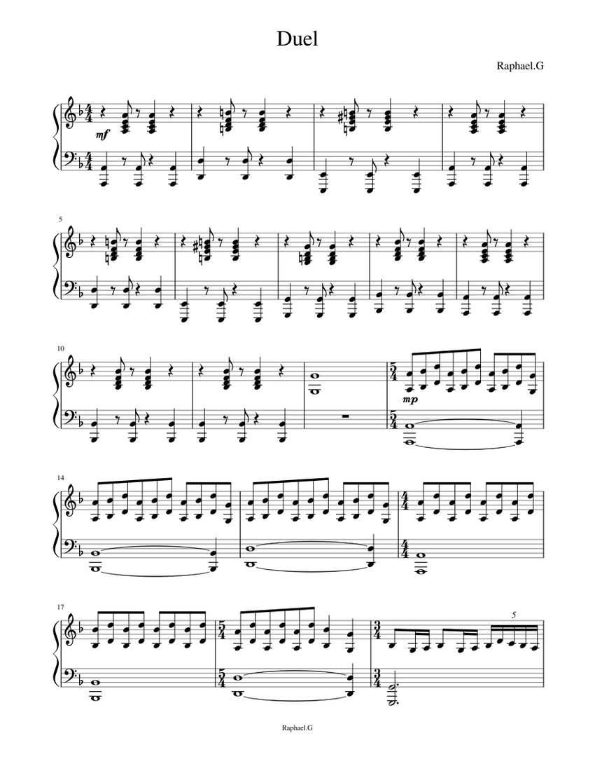 Duel - Raphael.G Sheet music for Piano (Solo) | Musescore.com