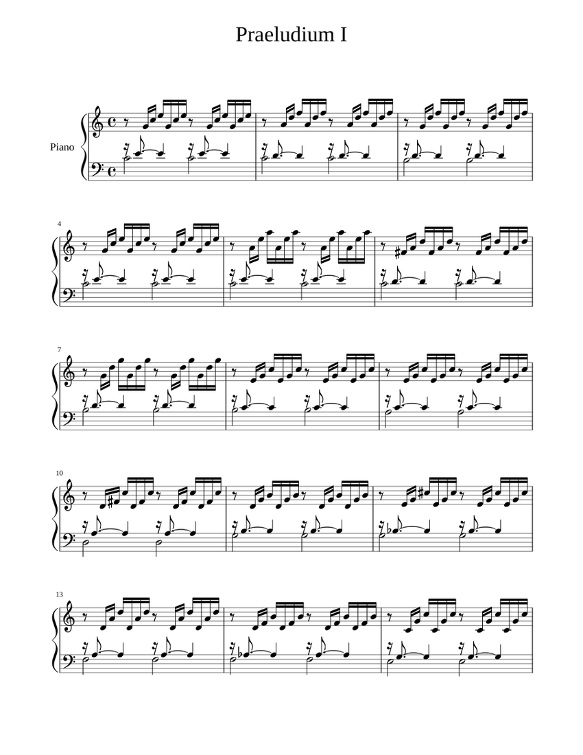 The well-tempered clavier - book 1 - no 1 prelude in c major bwv 846 ...