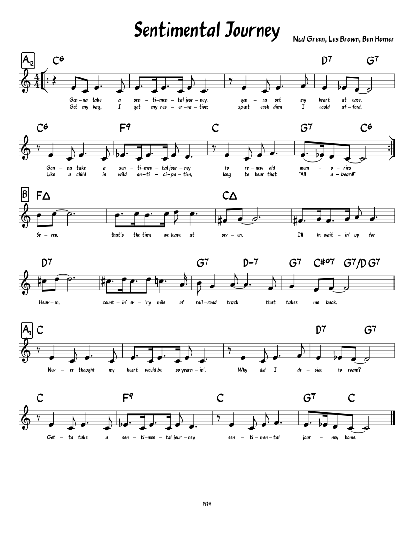 Sentimental Journey Sheet music for Piano (Solo) | Musescore.com