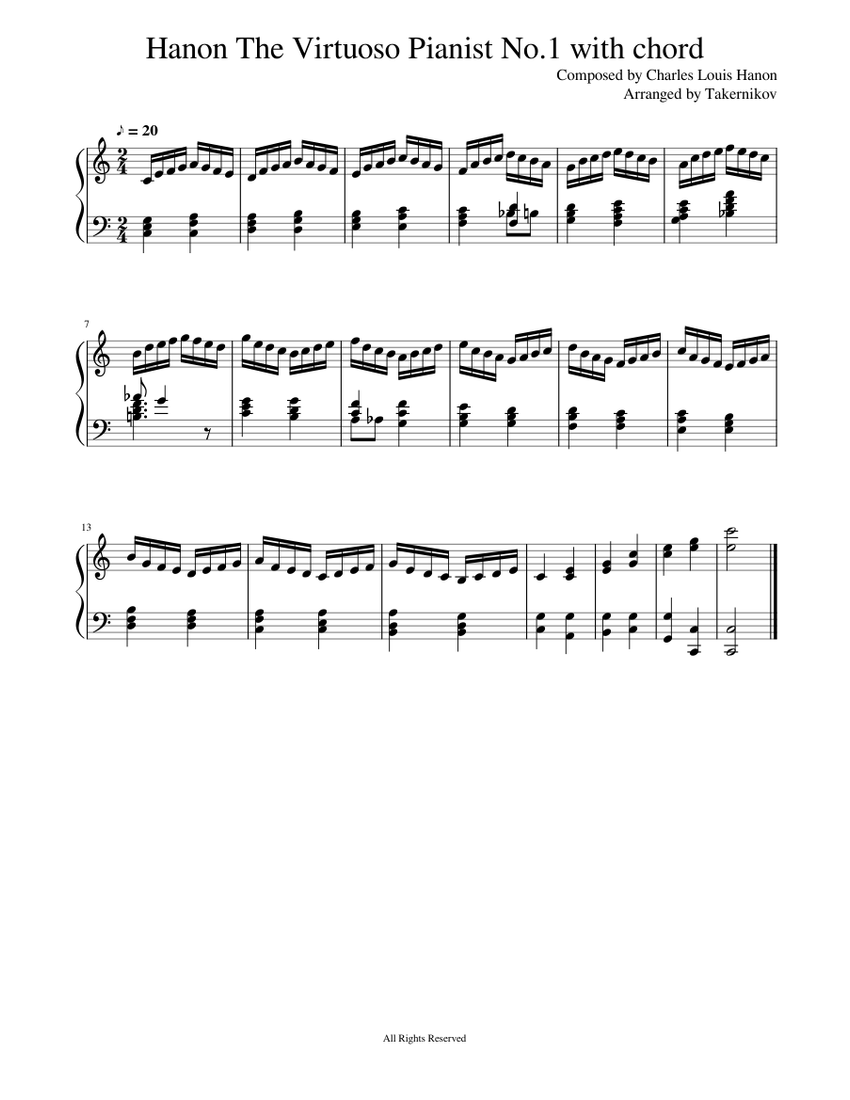 Hanon The Virtuoso Pianist No.1 with chord Sheet music for Piano (Solo) | Musescore.com