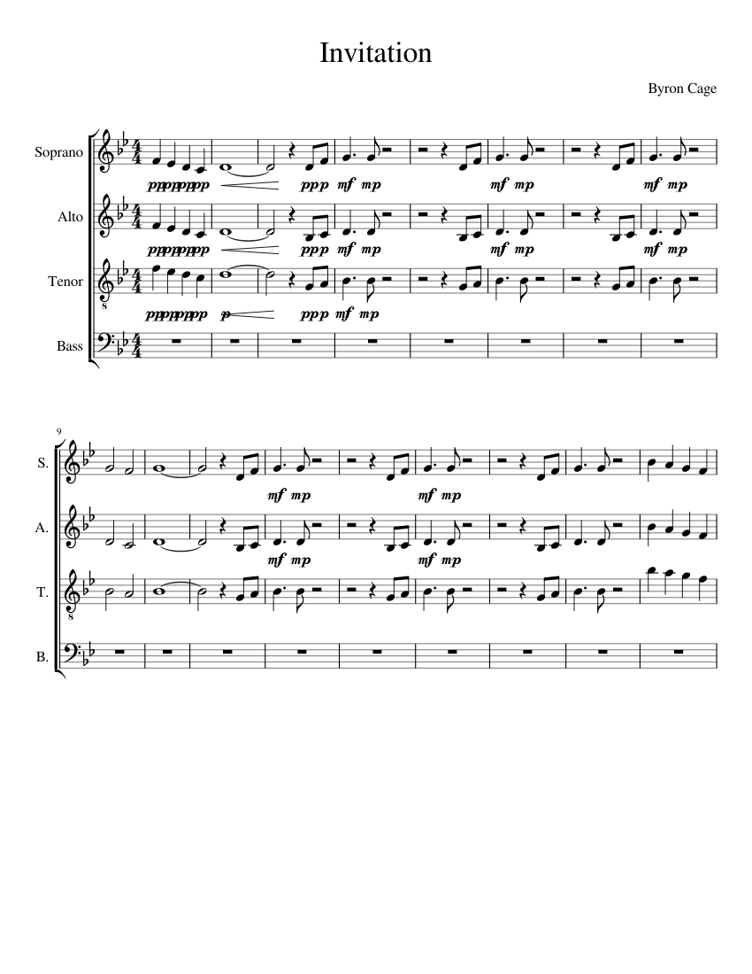 Invitation Sheet music for Soprano, Alto, Tenor, Bass voice (Choral ...