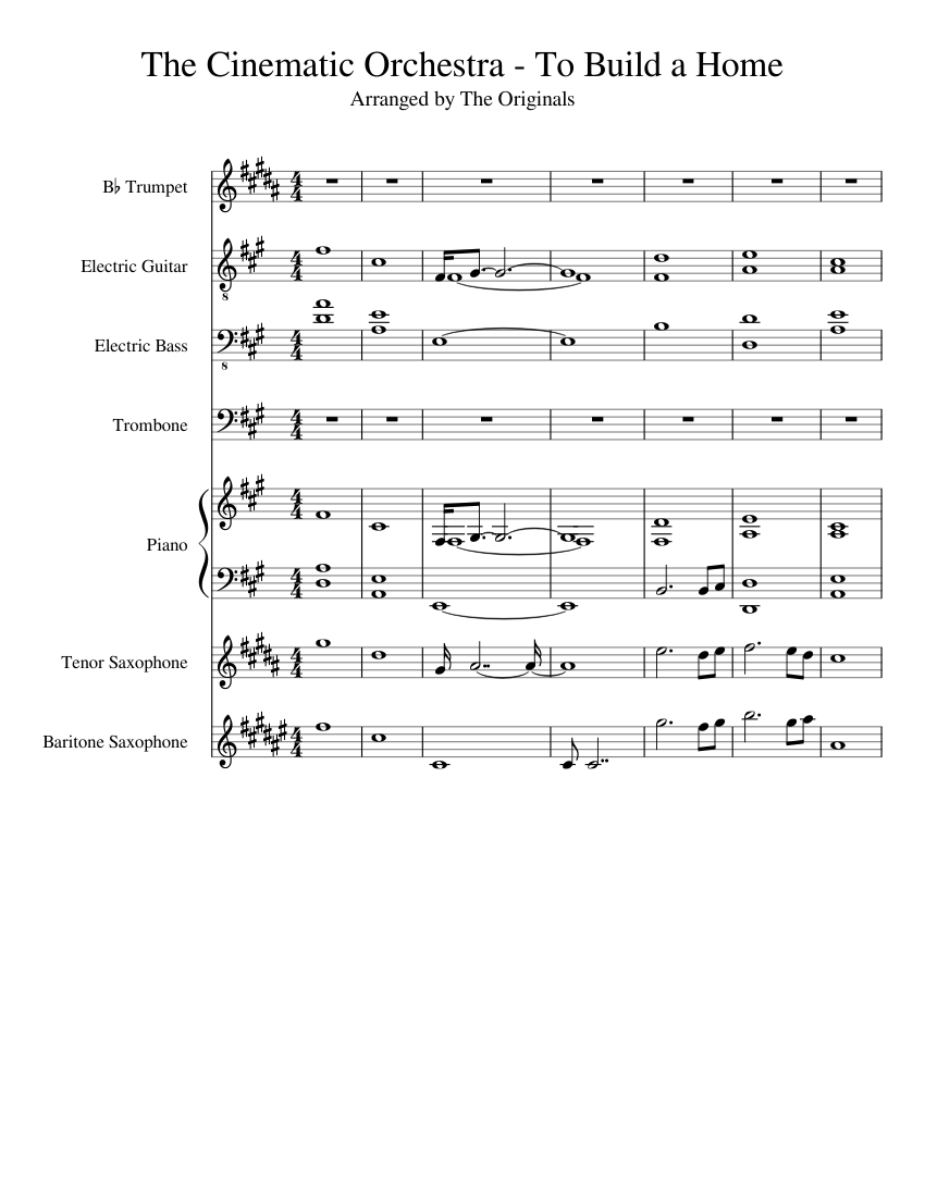 To Build a Home- The Cinematic Orchestra Sheet Music for Piano ...