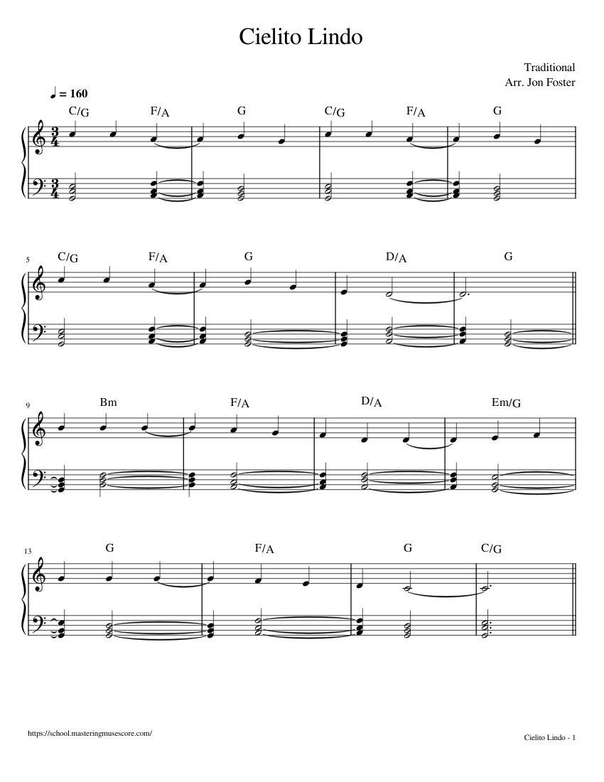 Cielito lindo – Misc Traditional Exercise_-_Cielito_Lindo.mscz Sheet music for Piano (Solo) Easy ...