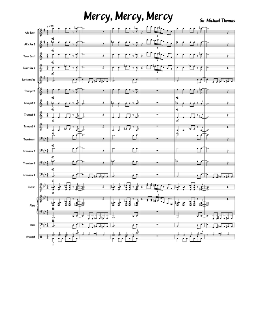 Mercy Mercy Mercy Hard Sheet music for Piano, Trombone, Saxophone alto ...