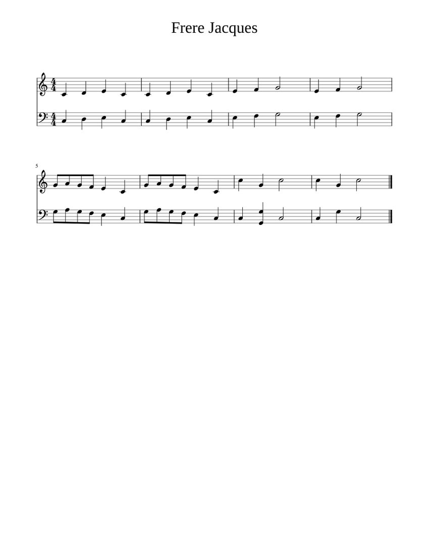 Frere Jacques Sheet music for Soprano, Bass (Choral) | Musescore.com
