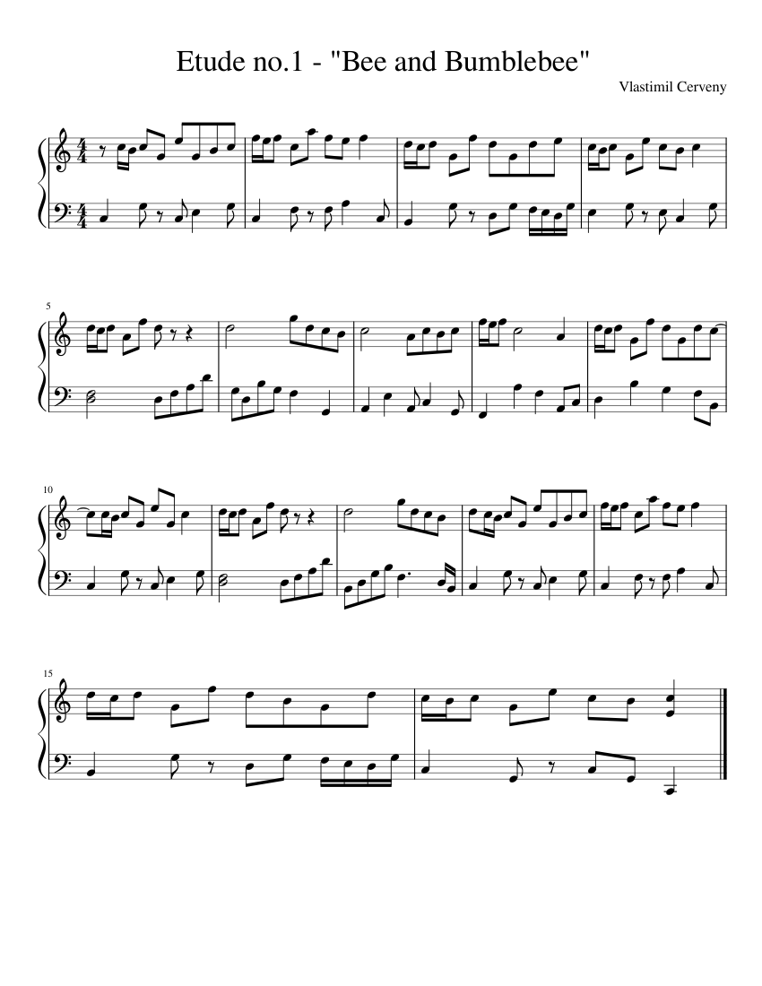 Etude no.1 "Bee and Bumblebee" - Vlastimil Cerveny Sheet music for ...