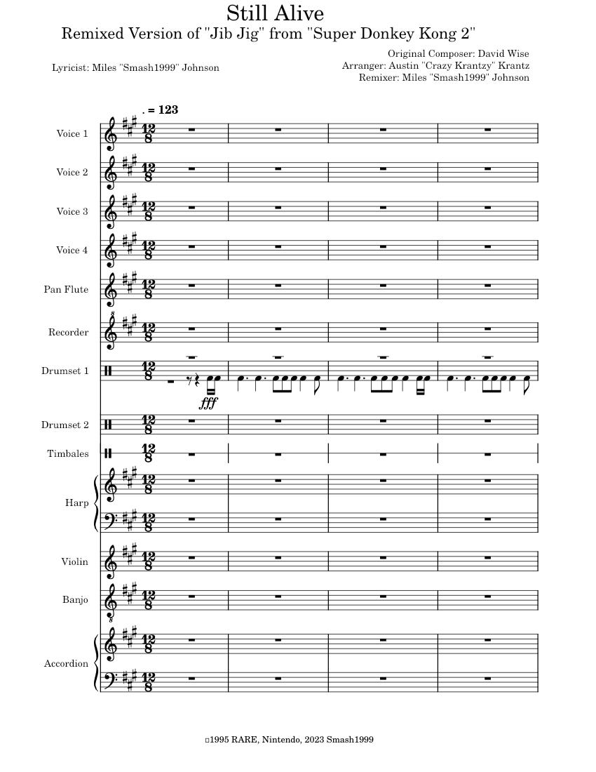 Still Alive Sheet Music for Accordion, Vocals, Violin, Drum group ...